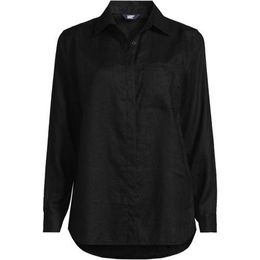 LANDS' END Leinenbluse, Damen,  Schwarz, Leinen, by Lands' End