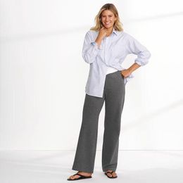 LANDS' END Starfish Jersey-Freizeithose mit weitem Bein, Damen,  Grau, Baumwoll-Mischung, by Lands' End