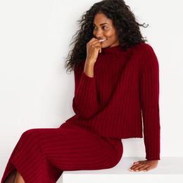 LANDS' END Pullover aus softem Rippstrick, Damen,  Pink, Baumwolle/Wolle/Nylon, by Lands' End
