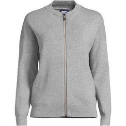LANDS' END Feinstrick-Bomberjacke, Damen,  Grau, Polyester/Viskose, by Lands' End