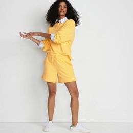 LANDS' END Leichte Sweatshorts 12 cm, Damen,  Gelb, Baumwolle/Polyester, by Lands' End