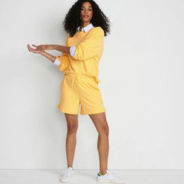 LANDS' END Leichte Sweatshorts 12 cm, Damen,  Gelb, Baumwolle/Polyester, by Lands' End