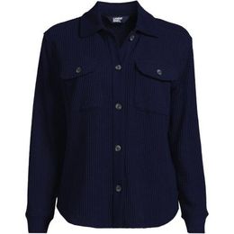 LANDS' END Hemdbluse aus Waffeljersey, Damen,  Blau, Baumwoll-Mischung/Polyester-Mischung, by Lands' End