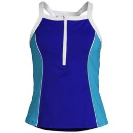 LANDS' END Tankinitop mit hohem Ausschnitt, Zipper-Detail, Damen,  Blau, Elasthan/Nylon-Mischung, by Lands' End