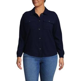 LANDS' END Hemdbluse aus Waffeljersey, Damen,  Blau, Baumwoll-Mischung/Polyester-Mischung, by Lands' End