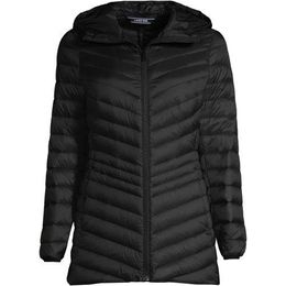 LANDS' END Daunenjacke WANDERWEIGHT Verstaubar Ultraleicht mit Kapuze, Damen,  Schwarz, Nylon/Daunen, by Lands' End