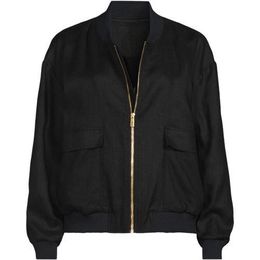 LANDS' END Leinen-Bomberjacke, Damen,  Schwarz, Leinen, by Lands' End