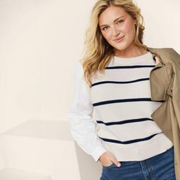 LANDS' END Lagenlook-Pullover Drifter mit Schulterkn&ouml;pfen, Damen,  Wei&szlig;, Baumwolle, by Lands' End
