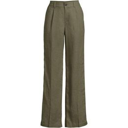 LANDS' END Leinenhose High Waist mit weitem Bein, Damen,  Grün, Leinen, by Lands' End