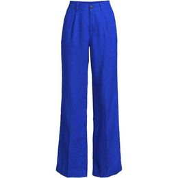 LANDS' END Leinenhose High Waist mit weitem Bein, Damen,  Blau, Leinen, by Lands' End