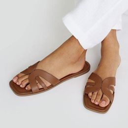 LANDS' END Flache Pantolette mit Cut-outs, Damen,  Beige, Synthetic-blend, by Lands' End