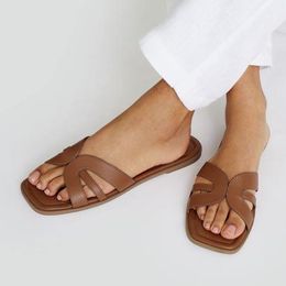 LANDS' END Flache Pantolette mit Cut-outs, Damen,  Beige, Synthetic-blend, by Lands' End