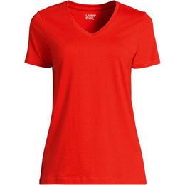 LANDS' END Supima Kurzarm-Shirt mit V-Ausschnitt, Damen,  Orange, Baumwolle, by Lands' End