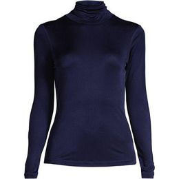 LANDS' END Seidenunterhemd mit Rollkragen, Damen,  Blau, Seide, by Lands' End