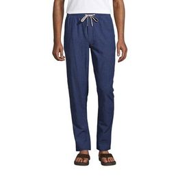 LANDS' END Lange Hose im Leinen/Baumwollmix, Herren,  Blau, Baumwolle/Leinen, by Lands' End