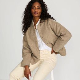 LANDS' END Fleecejacke in Curly-Optik, Damen,  Beige, Polyester, by Lands' End