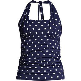 LANDS' END Neckholder-Tankinitop CHLORRESISTENT Gemustert, Damen,  Blau, Polyester-Mischung/Nylon-Mischung, by Lands' End