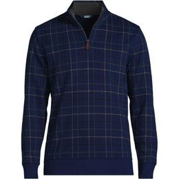 LANDS' END Rei&szlig;verschluss-Pullover aus Bedford-Ripp, Herren,  Blau, Baumwolle, by Lands' End
