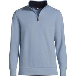 LANDS' END Rei&szlig;verschluss-Pullover aus Bedford-Ripp, Herren,  Blau, Baumwolle, by Lands' End