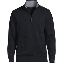 LANDS' END Rei&szlig;verschluss-Pullover aus Bedford-Ripp, Herren,  Schwarz, Baumwolle, by Lands' End