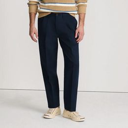 LANDS' END CLASSIC COMFORT. Bügelleichte Chinos mit Bundfalten, Lang-Größe, Herren,  Blau, Baumwolle, by Lands' End