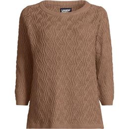 LANDS' END Pullover aus Leinenmix, Damen,  Braun, Baumwolle/Leinen/Baumwoll-Mischung, by Lands' End