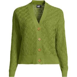 LANDS' END Cardigan aus Leinenmix, Damen,  Gr&uuml;n, Baumwolle/Leinen/Baumwoll-Mischung, by Lands' End