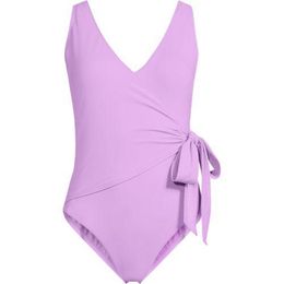 LANDS' END Badeanzug mit seitlichem Bindeband, hohes Bein, Damen,  Lila, Nylon-Mischung, by Lands' End