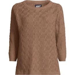 LANDS' END Pullover aus Leinenmix, Damen,  Braun, Baumwolle/Leinen/Baumwoll-Mischung, by Lands' End