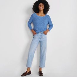 LANDS' END Pullover aus Leinenmix, Damen,  Blau, Baumwolle/Leinen/Baumwoll-Mischung, by Lands' End