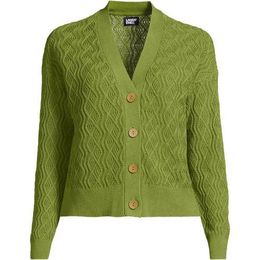 LANDS' END Cardigan aus Leinenmix, Damen,  Grün, Baumwolle/Leinen/Baumwoll-Mischung, by Lands' End