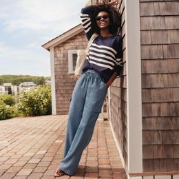 LANDS' END Weite TENCEL Cargohose Chambray, Damen,  Blau, by Lands' End