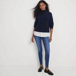 LANDS' END Rollkragenpullover im Lagenlook, Damen,  Blau, Polyacryl/Baumwoll-Mischung/Woll-Mischung, by Lands' End