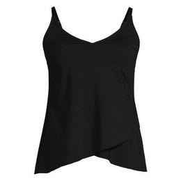 LANDS' END Tankinitop mit Tulpensaum chlorresistent, Damen,  Schwarz, Nylon-Mischung, by Lands' End