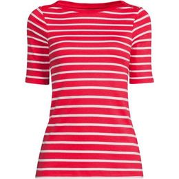 LANDS' END Supima-Shirt aus Baumwolle mit U-Boot-Ausschnitt, Damen,  Rot, Baumwolle, by Lands' End