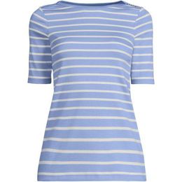 LANDS' END Supima-Shirt aus Baumwolle mit U-Boot-Ausschnitt, Damen,  Lila, Baumwolle, by Lands' End