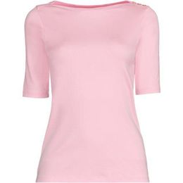 LANDS' END Supima-Shirt aus Baumwolle mit U-Boot-Ausschnitt, Damen,  Pink, Baumwolle, by Lands' End