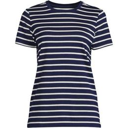 LANDS' END Supima Kurzarm-Shirt mit rundem Ausschnitt, Damen,  Blau, Baumwolle, by Lands' End