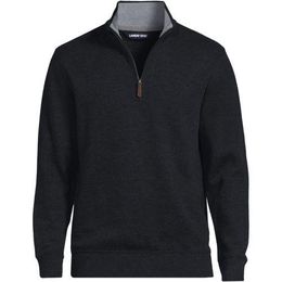 LANDS' END Rei&szlig;verschluss-Pullover aus Bedford-Ripp, Herren,  Schwarz, Baumwolle, by Lands' End