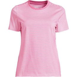 LANDS' END Supima Kurzarm-Shirt mit rundem Ausschnitt, Damen,  Pink, Baumwolle, by Lands' End