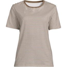 LANDS' END Supima Kurzarm-Shirt mit rundem Ausschnitt, Damen,  Braun, Baumwolle, by Lands' End
