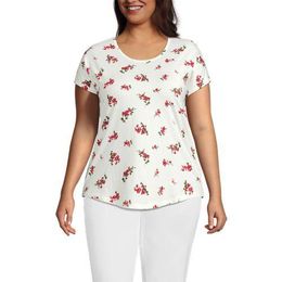 LANDS' END Shirt aus Baumwolle/Modal-Mix mit Ballett-Ausschnitt, Damen,  Weiß, Baumwolle Modal, by Lands' End
