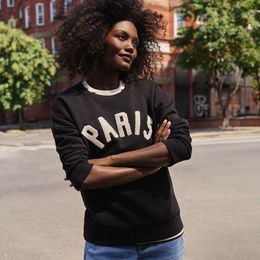 LANDS' END Beflocktes Sweatshirt, Damen,  Schwarz, Baumwolle/Polyester, by Lands' End