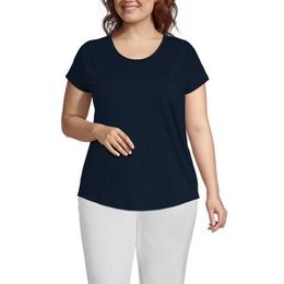 LANDS' END Shirt aus Baumwolle/Modal-Mix mit Ballett-Ausschnitt, Damen,  Blau, Baumwolle Modal, by Lands' End
