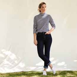 LANDS' END Shaping Jeans Straight Fit High Waist, Damen,  Blau, Baumwoll-Mischung, by Lands' End