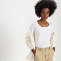 LANDS' END Baumwolle/Modal-Shirt mit Ballett-Ausschnitt, Damen,  Weiß, Baumwolle Modal, by Lands' End
