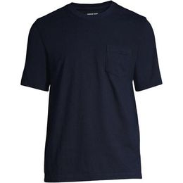 LANDS' END Super-T Kurzarm-Shirt mit Brusttasche, Classic Fit, Herren,  Blau, Baumwolle, by Lands' End