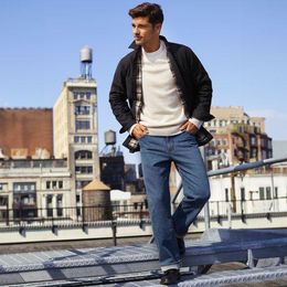 LANDS' END Stretch-Denim Jeans, Relaxed Fit, Herren,  Blau, Baumwolle, by Lands' End