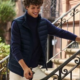 LANDS' END Ultraleichte verstaubare Wanderweight-Daunenweste, Herren,  Blau, Polyester/Nylon/Daunen, by Lands' End
