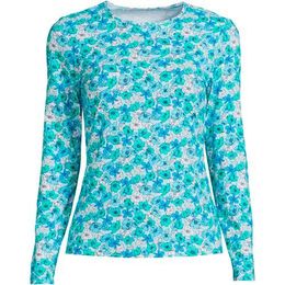 LANDS' END Badeshirt Print, Damen,  Blau, Nylon-Mischung, by Lands' End